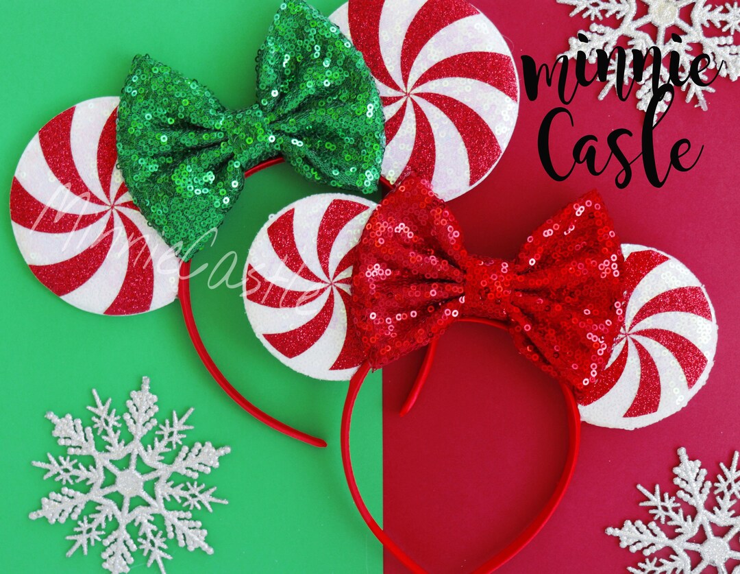 Peppermint Minnie Ears, Peppermint Mickey Ears, Candy Cane Minnie Mouse ...
