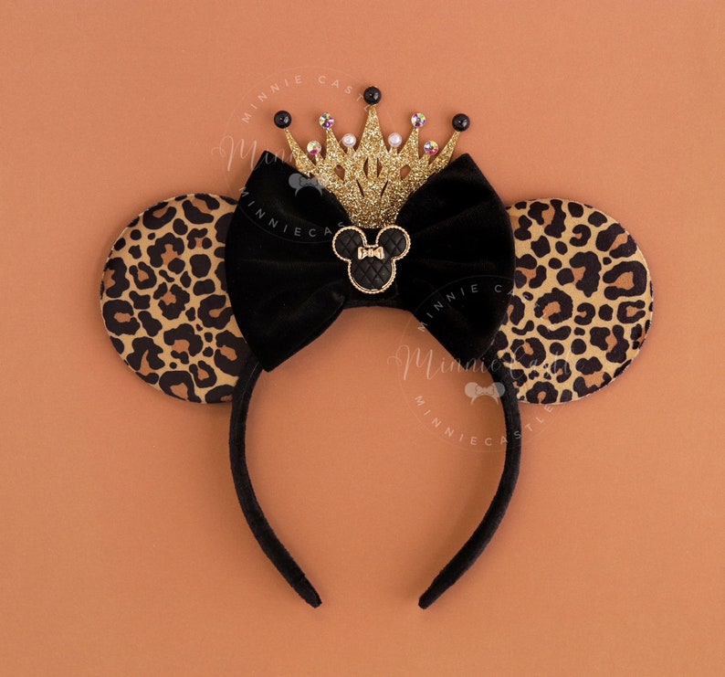 Safari Birthday Girl Mickey Ears, Leopard Mouse Ears With Crown ...