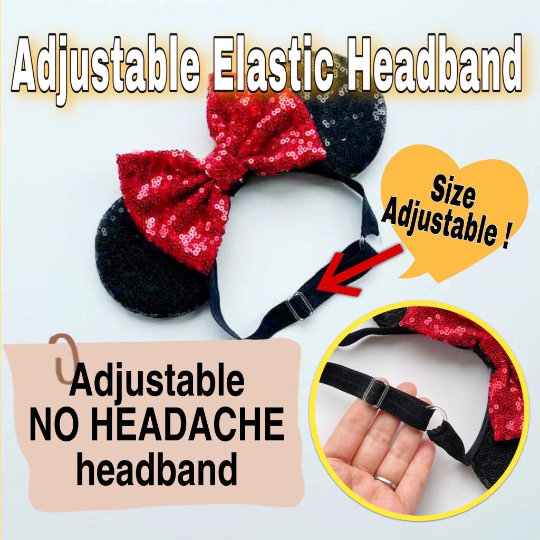 Minnie Ears, Mickey Ears, Mouse Ears With Elastic Headband Princess ...
