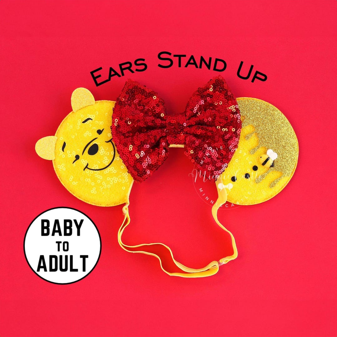 Pooh Honey Mouse Ears, Mickey Ears, Honey Bear Minnie Elastic Headband ...