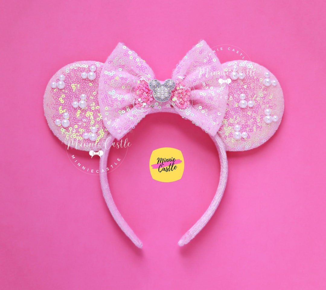 Mickey Pearl Mouse Ears, Minnie Pearl Ears, Mickey Ears, Pink Minnie ...