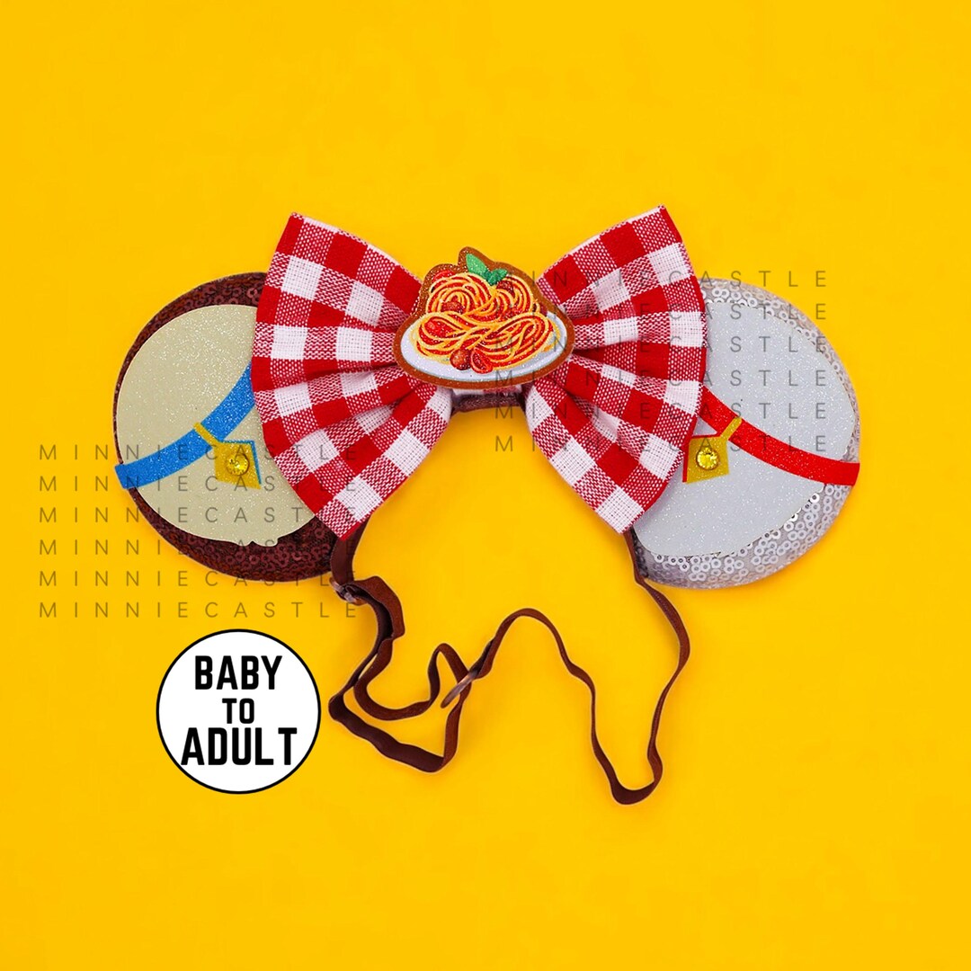 Lady & Tramp Mouse Ear, Mickey Ears, Minnie Ear Elastic Headband, Dogs ...