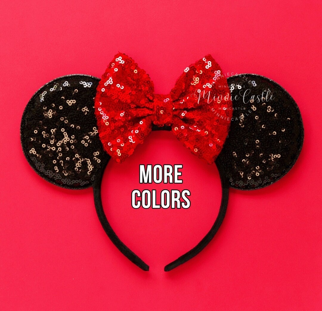 Red Bow Mickey Ears, Mickey Ears, Minnie Ears, Black Mouse Ears, Minnie ...