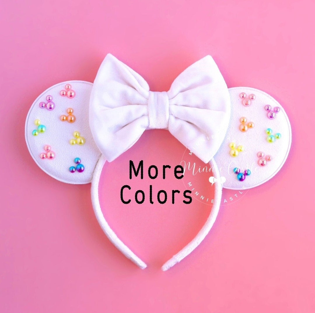 Rainbow Mickey Pearls Ears, Minnie Ears, Mouse Pearls Ears, Velvet ...
