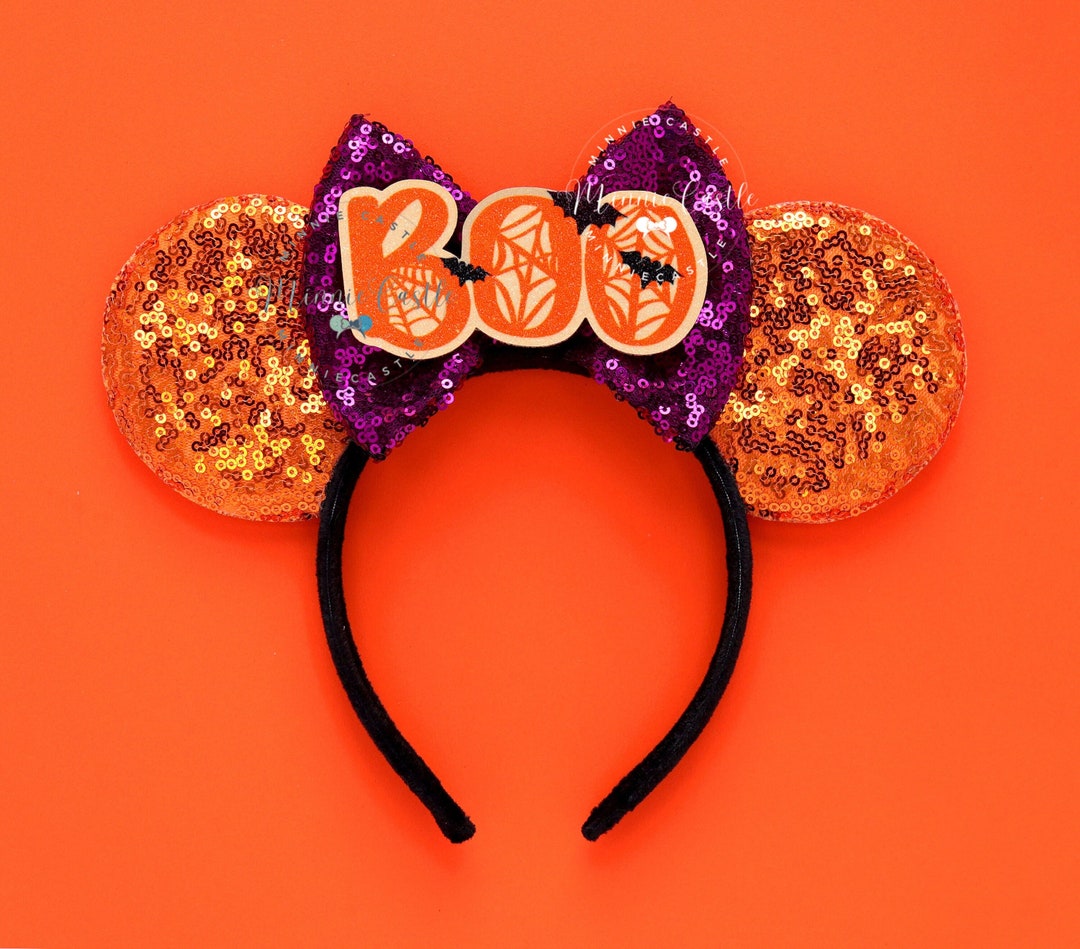 Boo Sequin Mouse Ears: Halloween Minnie Headband, Costume Ears - Etsy