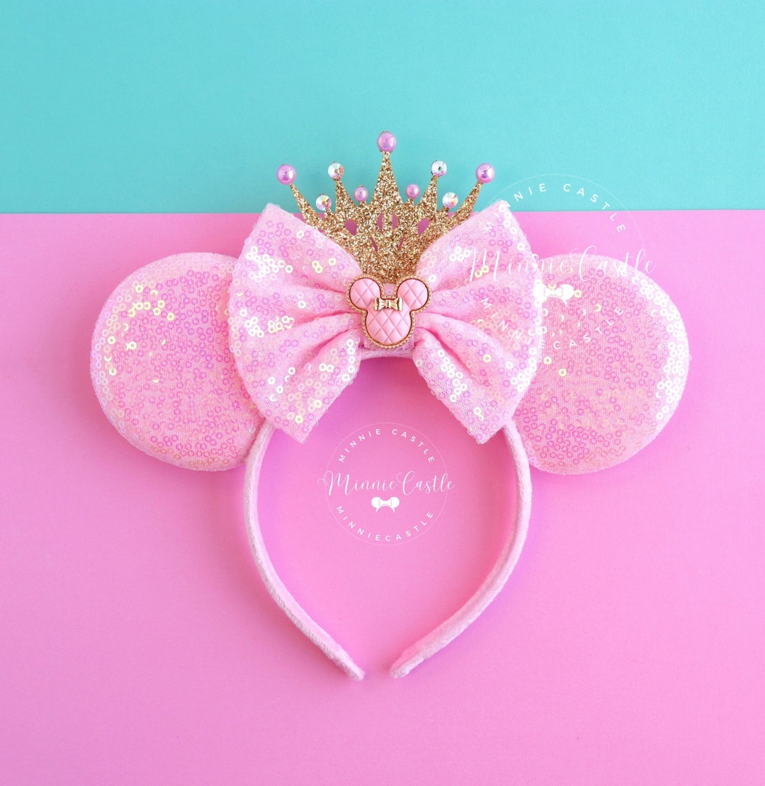 Pink Mickey Ears With Gold Crown, Mickey Ears, Minnie Ears, Princess ...