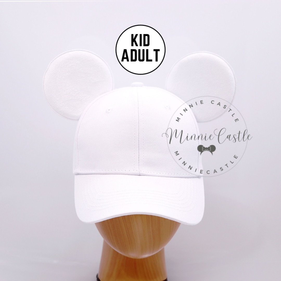 Mickey Ears Hat, White Mickey Ears Baseball Cap, Mouse Ears for Adults ...