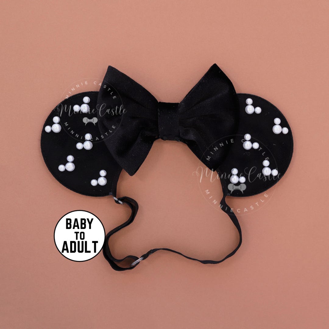 Black Mouse Ears, Mickey Pearl Ear, Mickey Ear, Minnie Ears Elastic ...