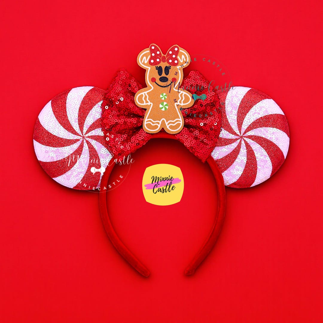 Gingerbread Swirl Mouse Ears, Christmas Mickey Ears, Red White ...