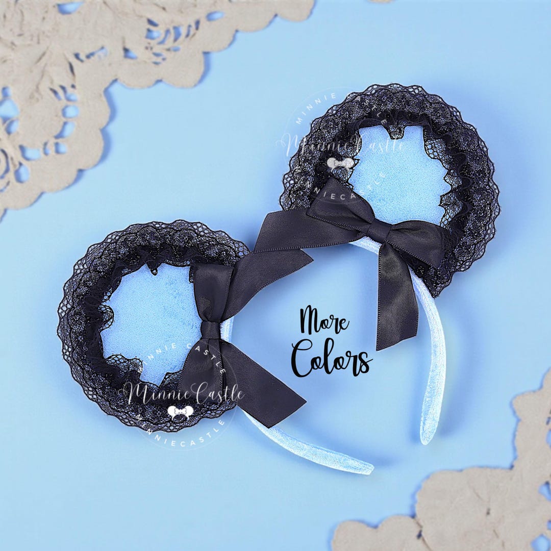 Coquette Lace Mouse Ears, Mickey Ears, Satin Double Bow Minnie Alice ...