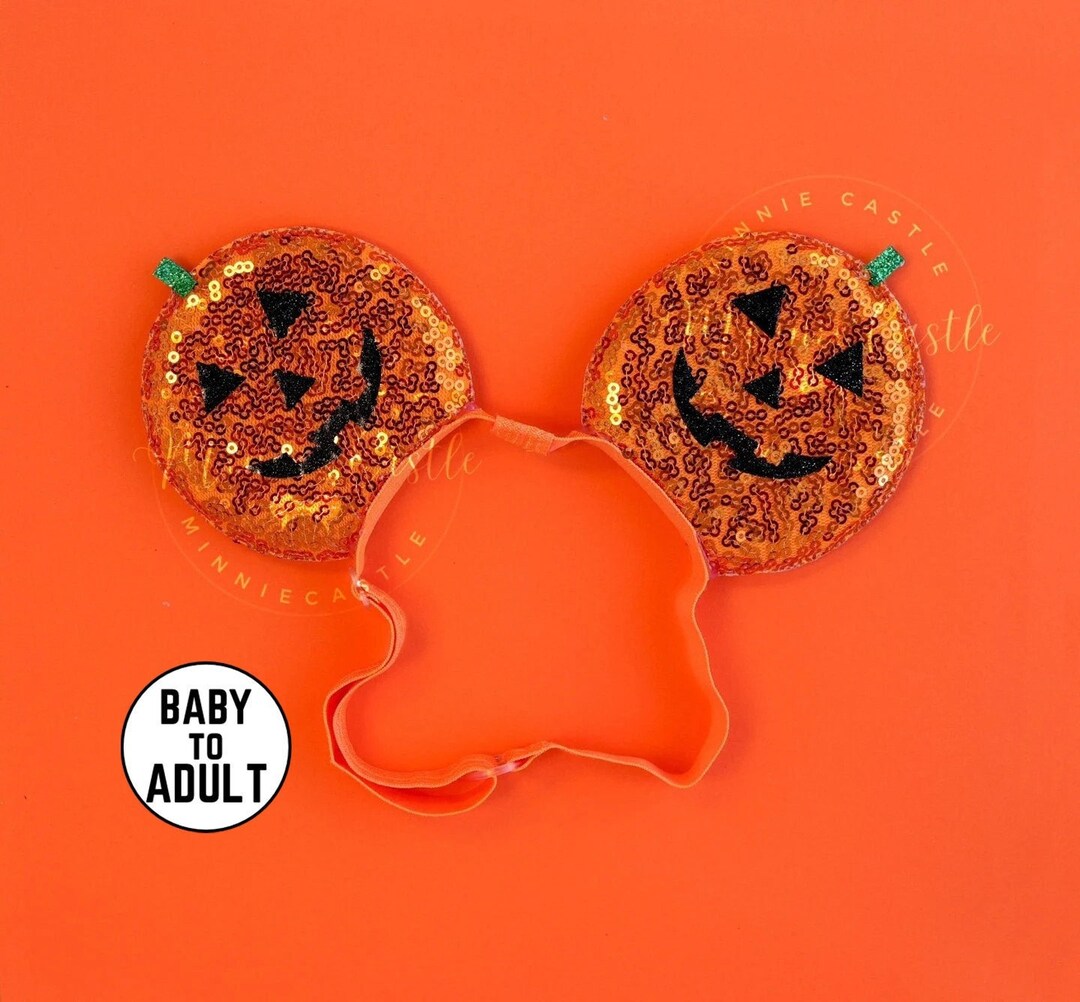 Halloween Pumpkin Ears, Mickey Ears, Orange Black Minnie Ears, Pumpkin ...