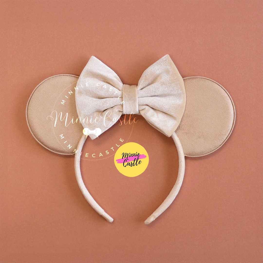 Mickey Ears, Beige Mickey Ears, Velvet Mouse Ears, Minnie Ears, Mouse ...