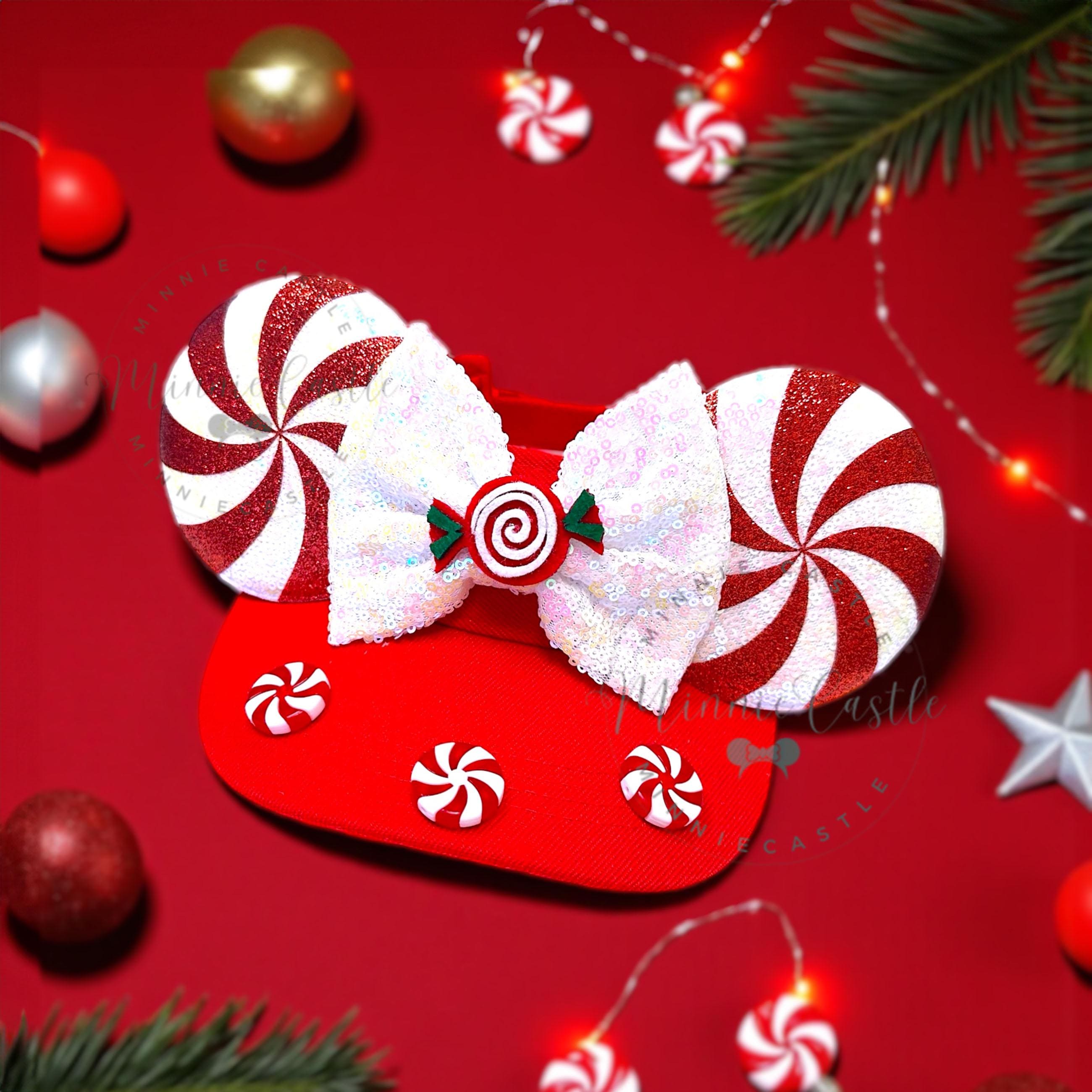 Christmas Candy Mickey Visor, Peppermint Candy Mouse Ears for Kids ...