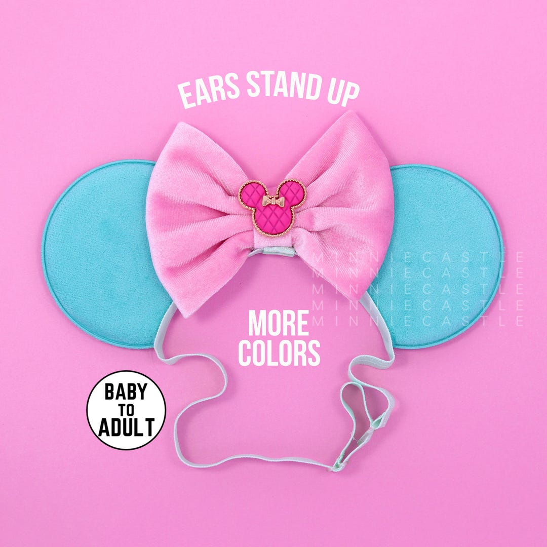Mickey Ears With Mouse Charm, Baby Minnie Ears, Mouse Ears Elastic ...