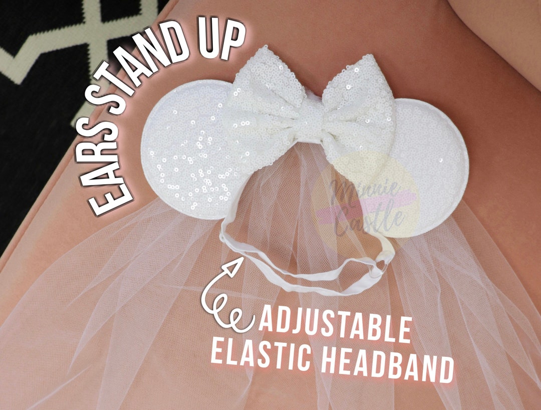 Bride Minnie Ears, Bride Mickey Ears, Mouse Ears With Adjustable ...