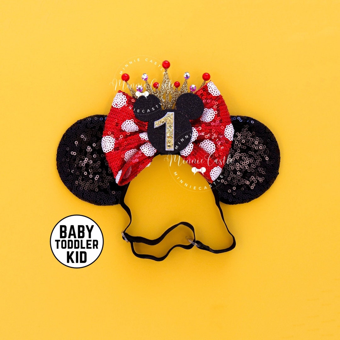 First Birthday Mickey Ear, Custom Age Minnie Ear, Toddler & Kid Mouse ...