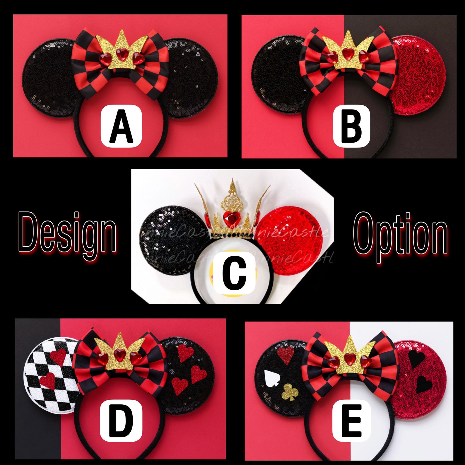 Queen of Hearts Ears, Minnie Mouse Ears, Minnie Ears Queen of Hearts ...