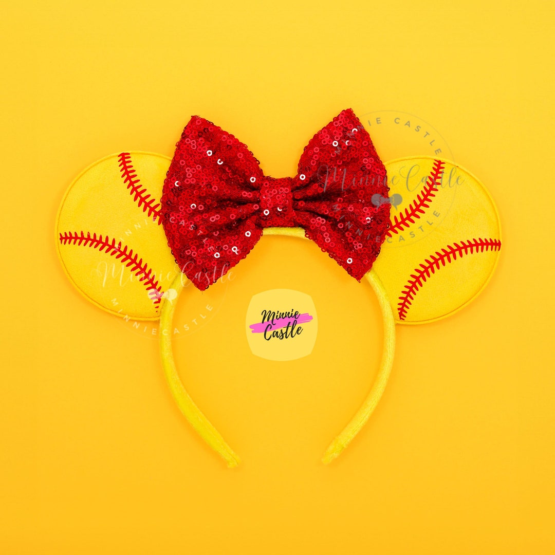 Softball Mickey Ears, Sports Mouse Ears, Mickey Ears, Softball Ears ...