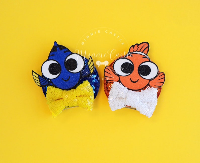 Nemo and Dory Ears, Mickey Ears Hair Clips, Dory Mickey Ears, Nemo ...
