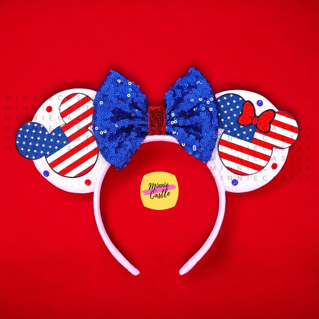 American Flag Mouse Ear, Patriotic Minnie Ears, Mickey Ears, 4th of ...