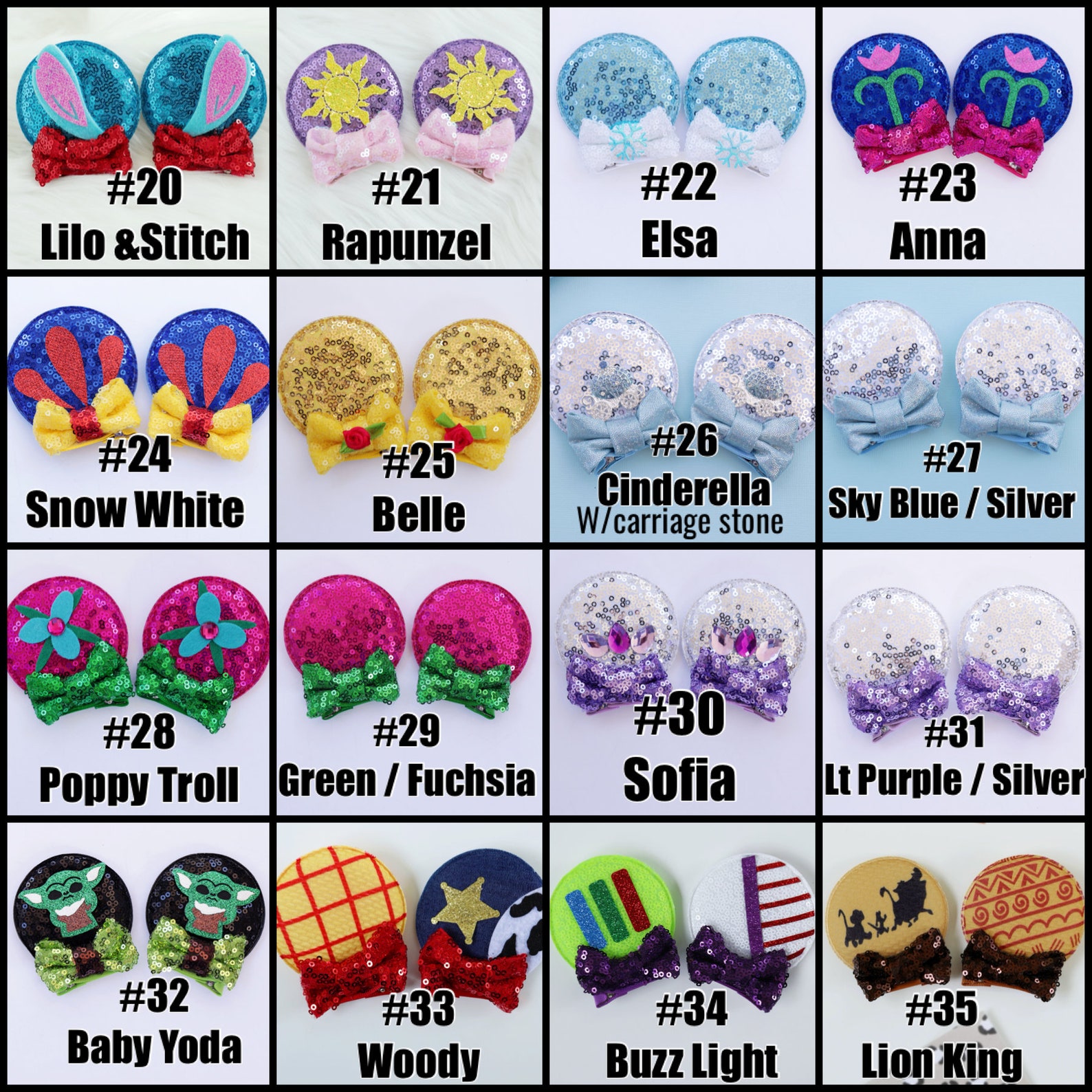 Mickey Ears Hair Clips, Minnie Ears, Mouse Ears, Mouse Ears Hair Clips ...