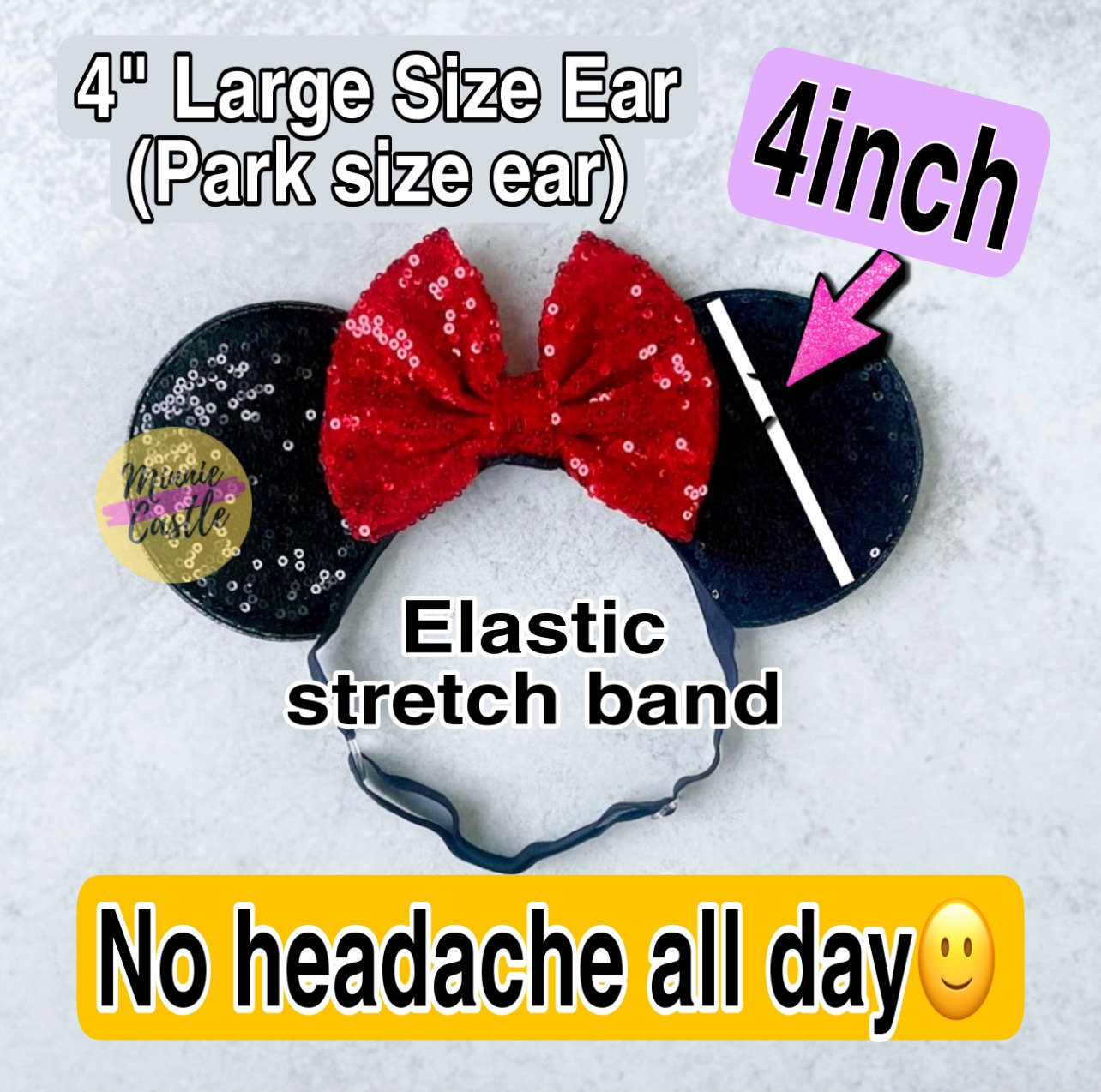 Black Minnie Ears, Adult Mickey Ears, Women Mouse Ears, Elastic ...
