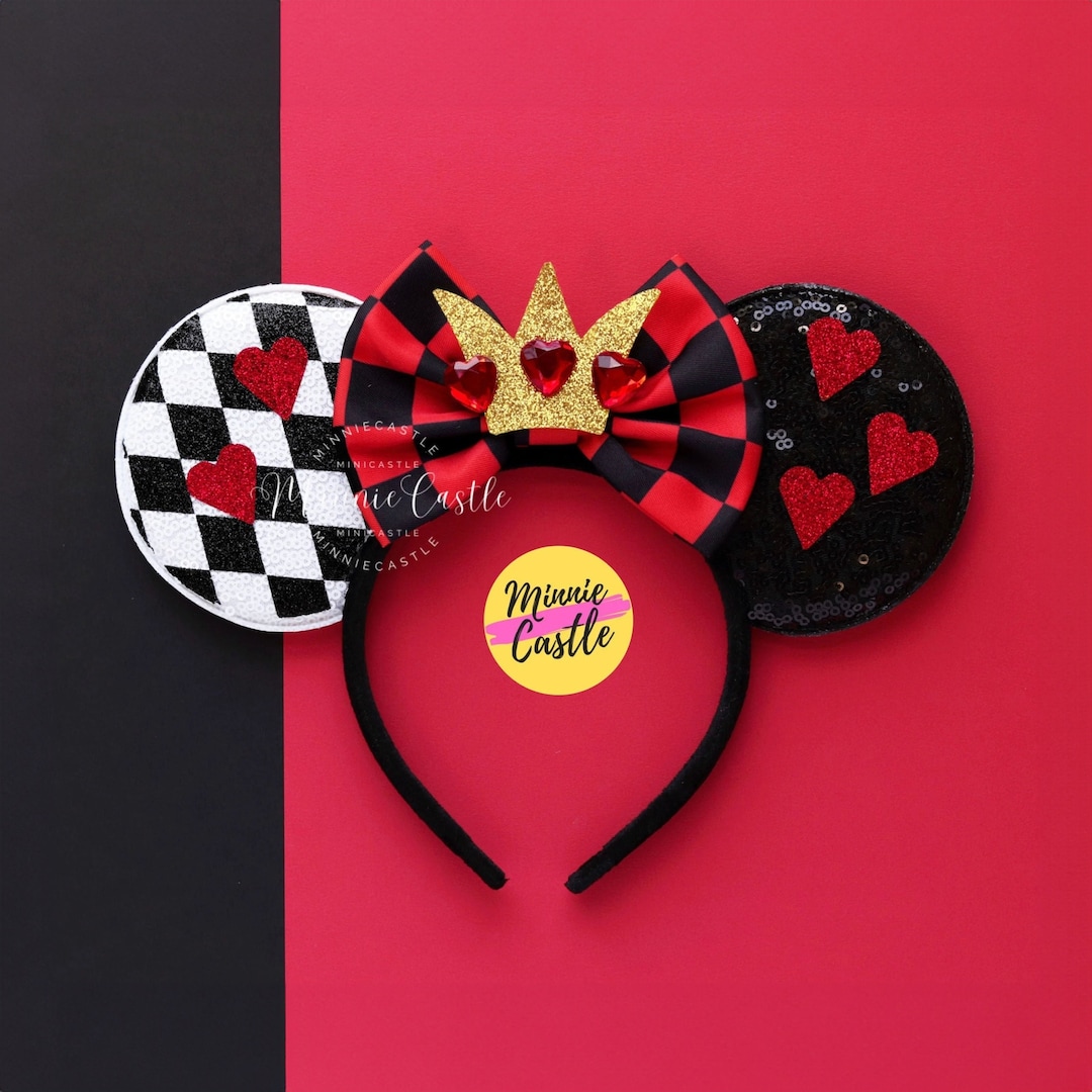 Queen of Hearts Ears, Mickey Ears, Halloween Mouse Ears, Queen of ...