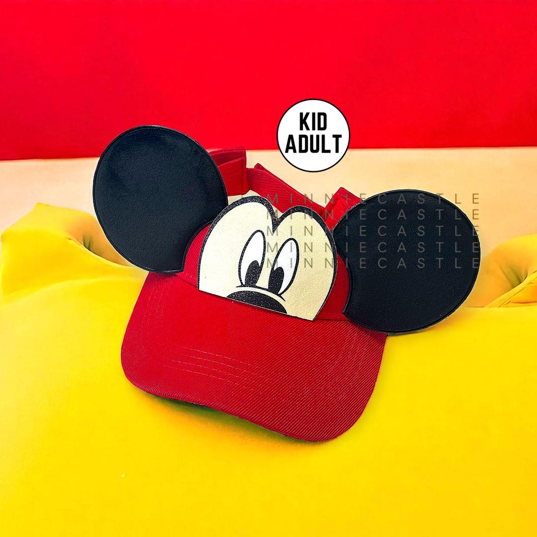 Mickey Face Visor, Mouse Ears Visor for Boys & Men, Red Mickey Ears ...