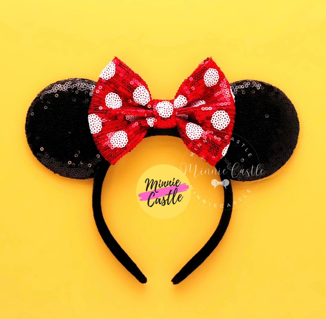Mouse Ears Red White Polka Dot Headband Mickey Minnie Ears Kids Adults ...