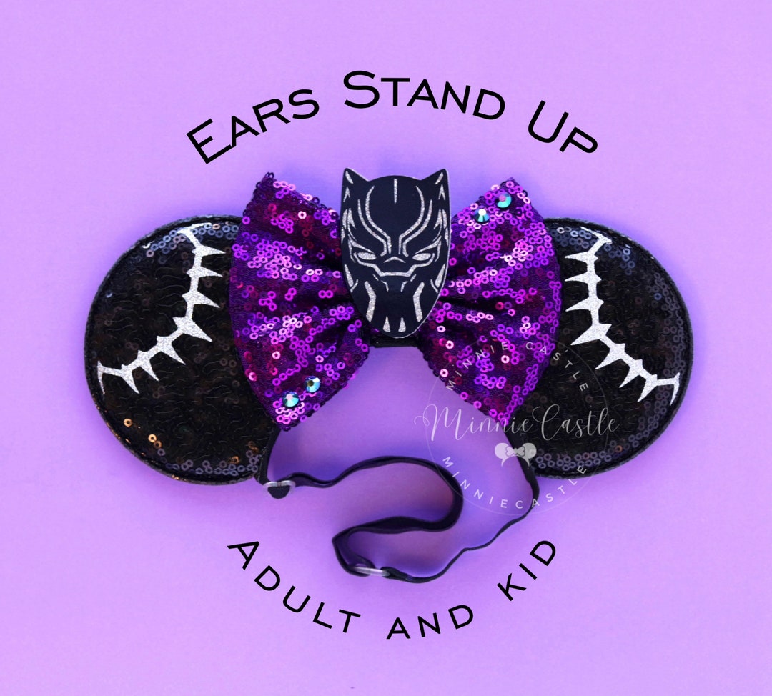 Black Panther Mouse Ears: Sequin Bow Headband With Elastic Headband - Etsy