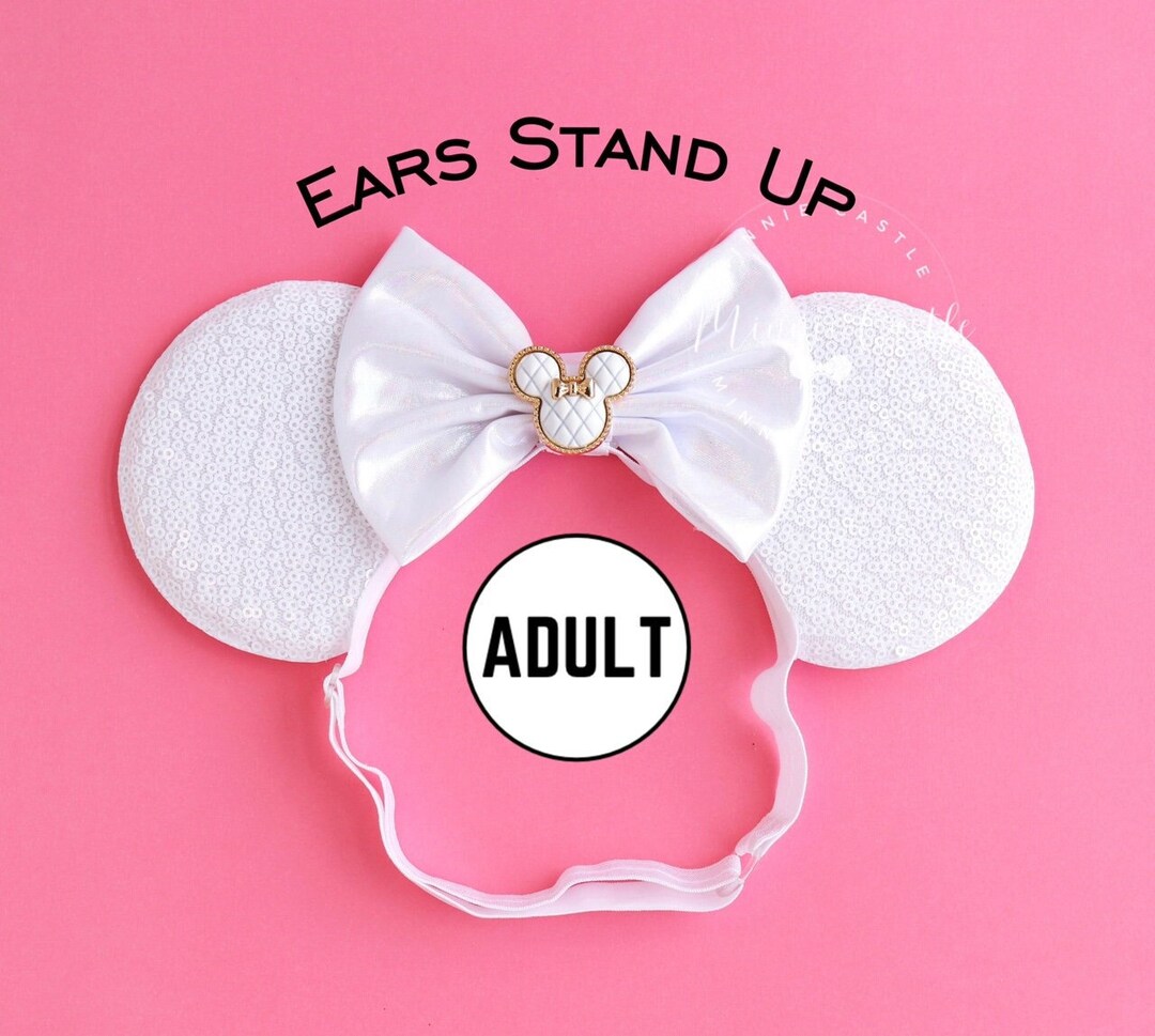 White Minnie Charm Ears, Minnie Ears, Mickey Ears, Adult Mickey Ears ...