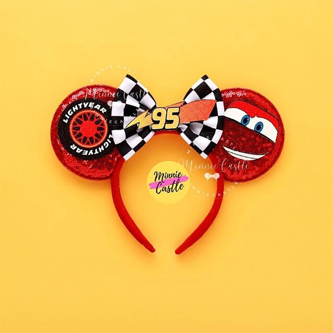 Lightning Racer Mouse Ears | Red Racing Car Headband for Kids & Adults ...