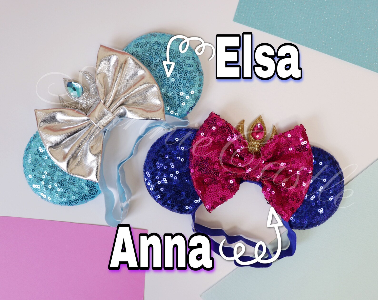 Elsa and Anna Mickey Ears, Frozen Mouse Ears, Elsa Mickey Ears ...