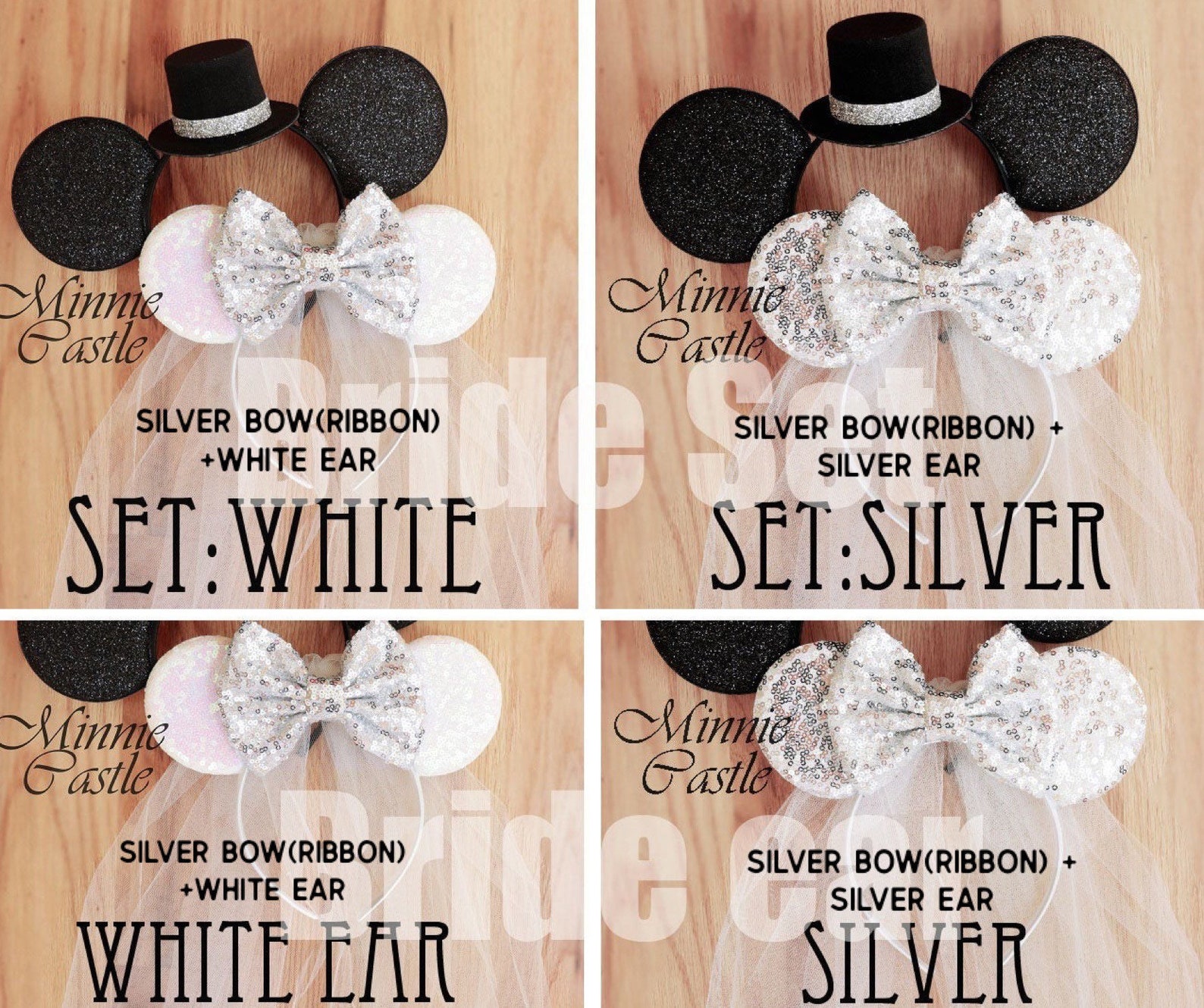 Bride & Groom Ears Bride Ears Bride Mickey Ears With Veil - Etsy