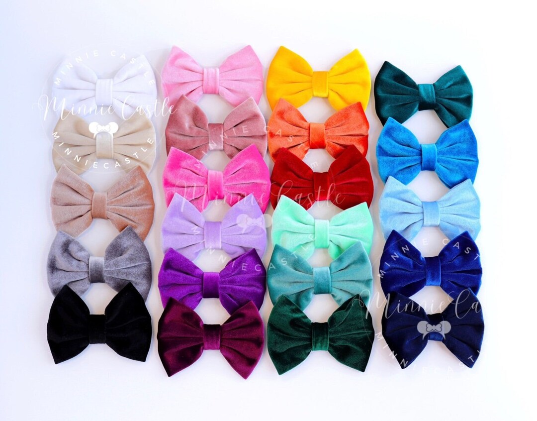 Set of 3 Large Velvet Hair Bows, 5inch Velvet Hair Bows Bulk Hair Bows ...