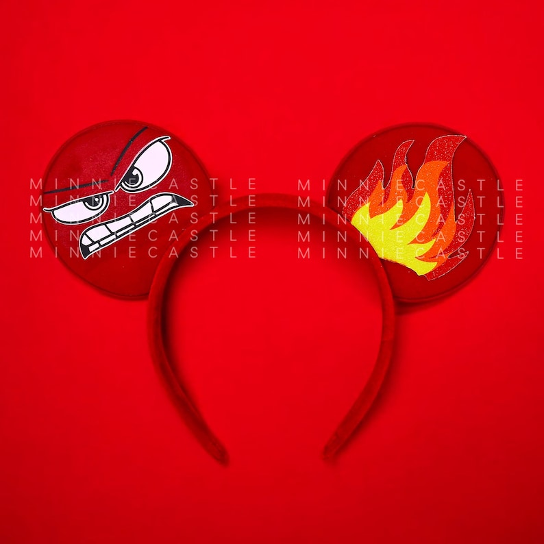 Angry Face Mouse Ears, Red Anger Emotion Ears, Boy Mickey Ears, Men ...