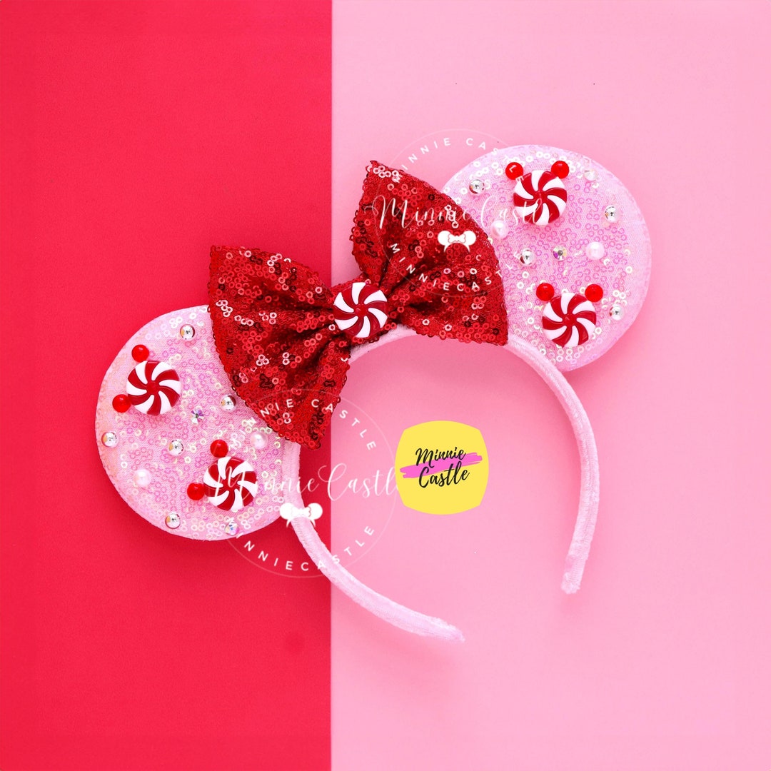 Christmas Ears, Peppermint Mickey Ear, Pink and Red Minnie Ears ...