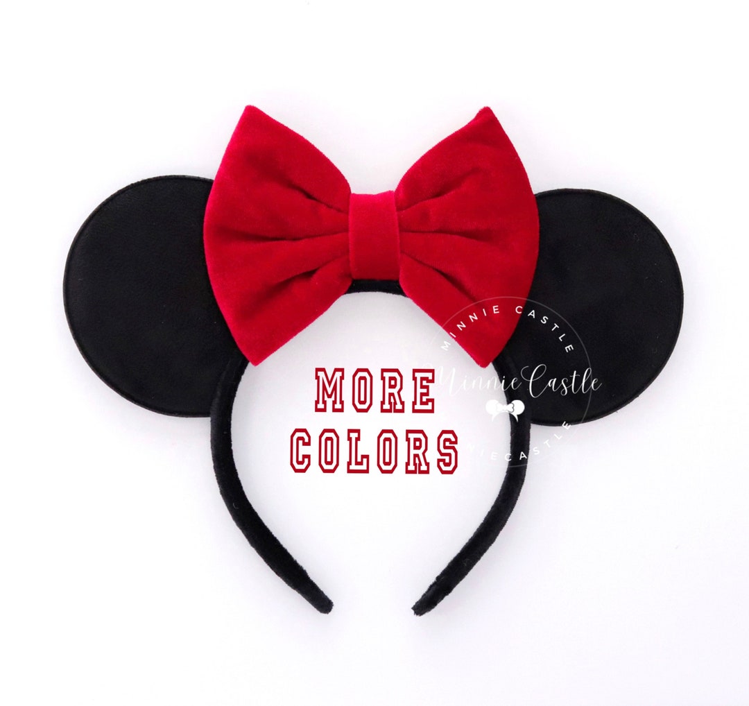 Mickey Ears, Red Bow Mickey Ears, Minnie Ears, Black Mouse Ears, Velvet ...