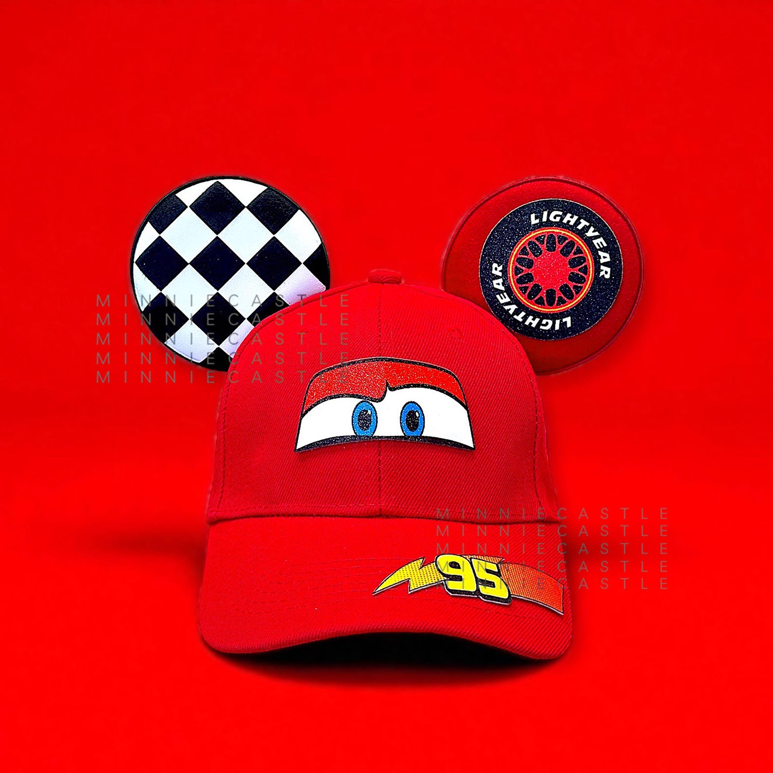 Cars Mickey Hat, Mouse Ears Cap for Boys, Red Race Hat for Men, Car ...