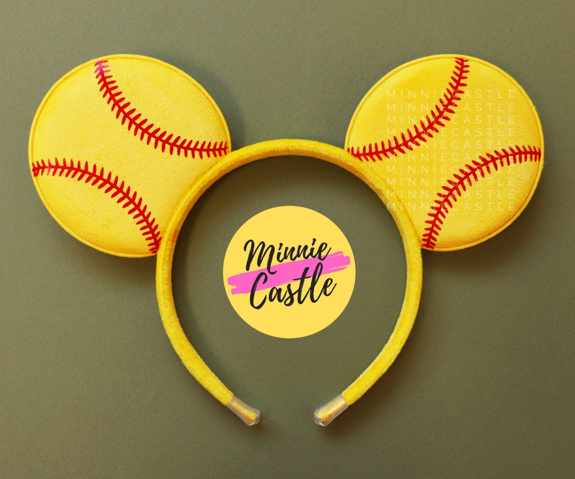 Softball Mickey Ears, Sports Mouse Ears, Mickey Ears, Softball Ears ...