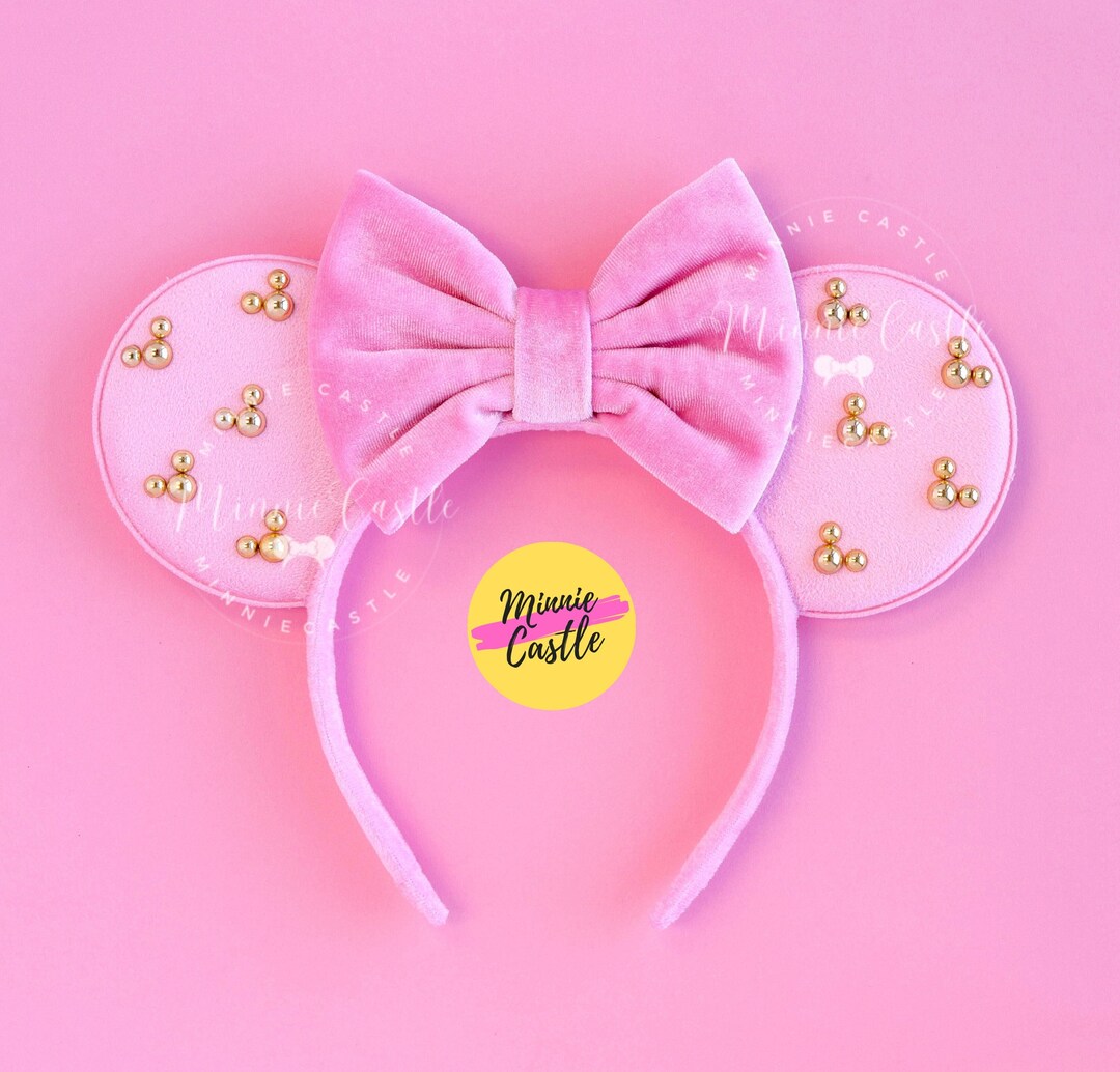 Mickey Pearl Ears, Pink Mickey Ears, Gold Minnie Charm Mouse Ears ...