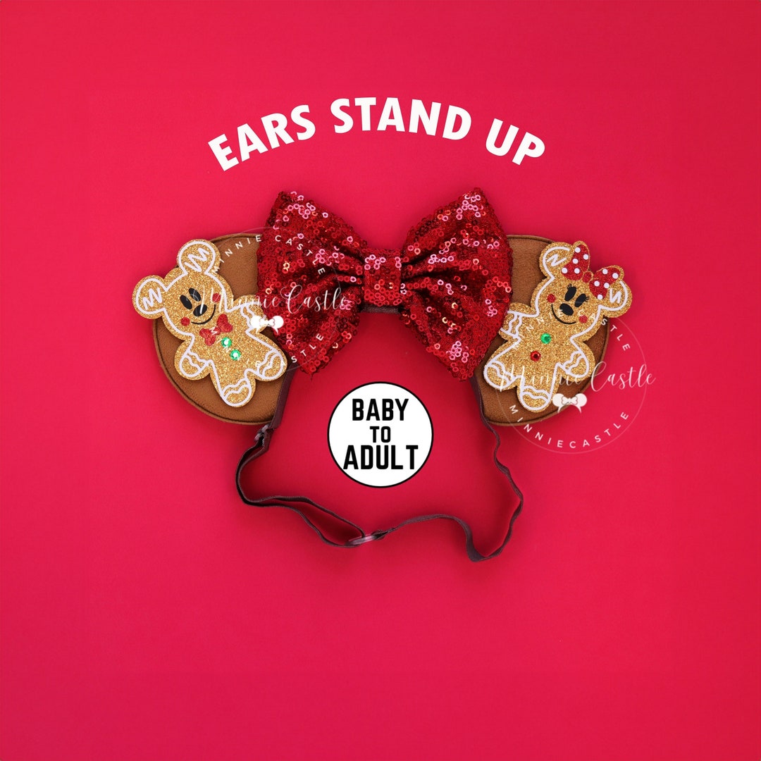 Mickey Gingerbread Ears, Christmas Mouse Ears, Brown and Red Minnie ...