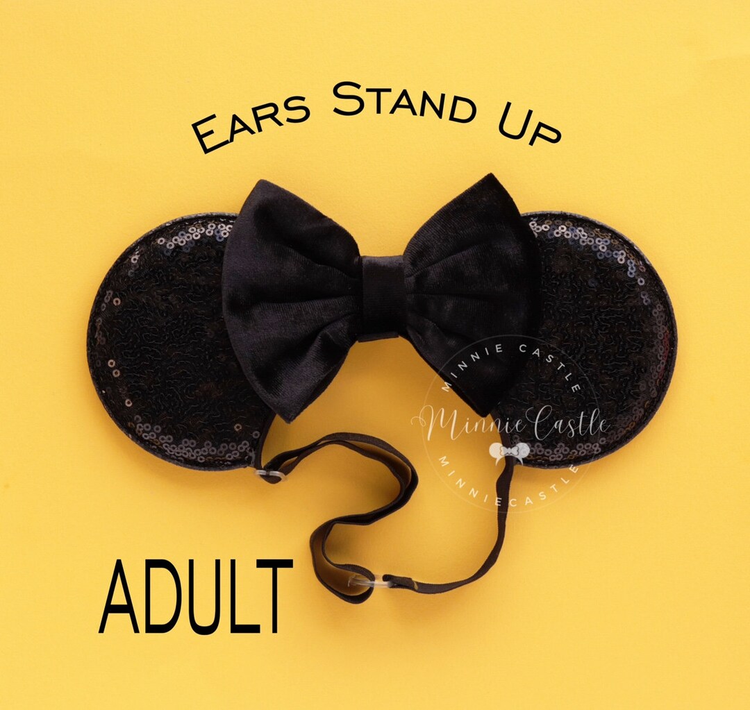Black Minnie Ears Elastic Headband, Mickey Ears, Women Adult Mouse Ears ...
