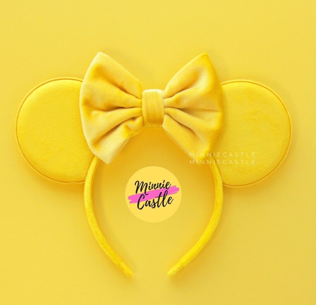 Non Glitter Yellow Mickey Ears, Velvet Bow Mouse Ears, Minnie Ears ...