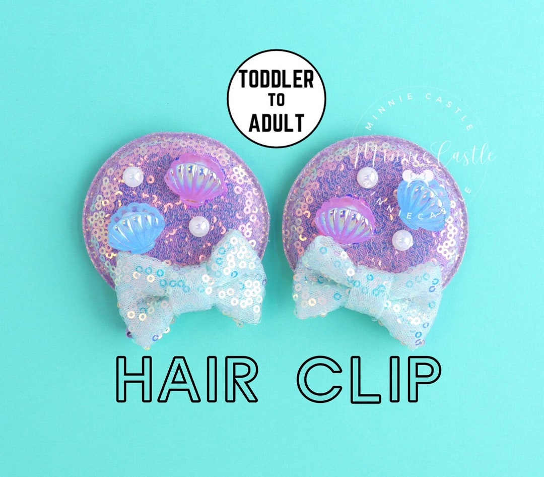 Mermaid Mickey Ears Hair Clips, Mickey Ears, Shell Minnie Ears, Mermaid ...