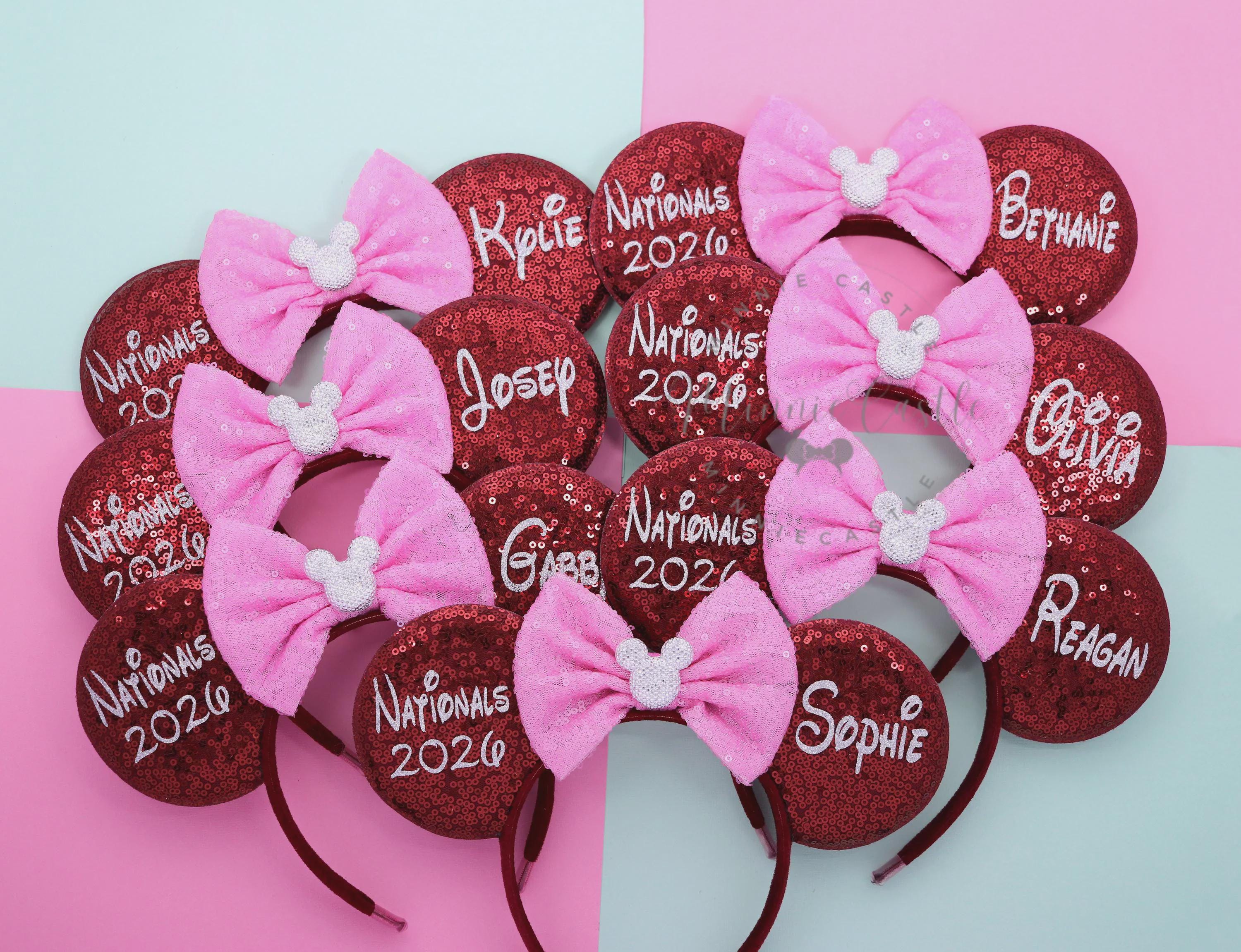 Nationals 2026 Cheer Mickey Ears, Custom Team Mouse Ears, Cheerleading ...