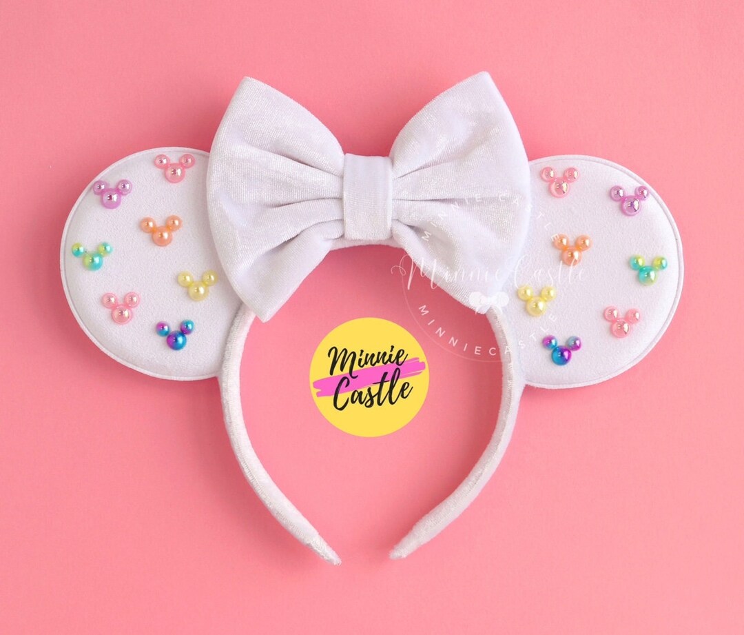 Mickey Pearls Ears, Mickey Ears, Minnie Ears, Pastel Rainbow Mouse Ears ...