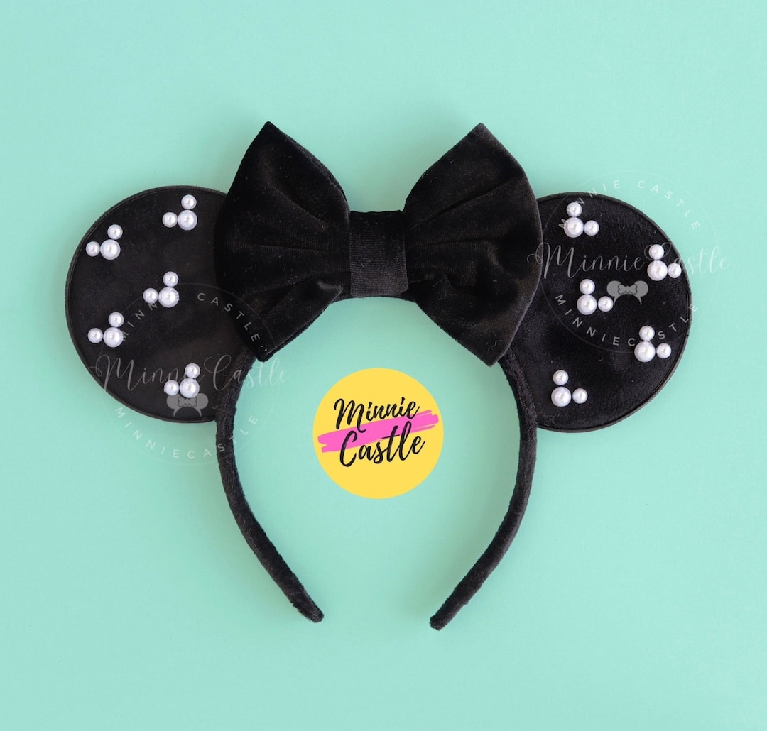 Mickey Pearls Ears, Mickey Ears, Minnie Ears, Black Mouse Ears Headband ...