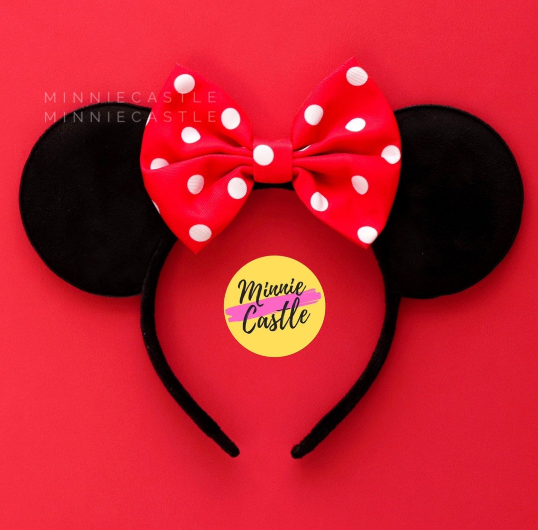 Mickey Ears, Red White Polka Dots Mouse Ears, Minnie Ears, Mouse Ears ...