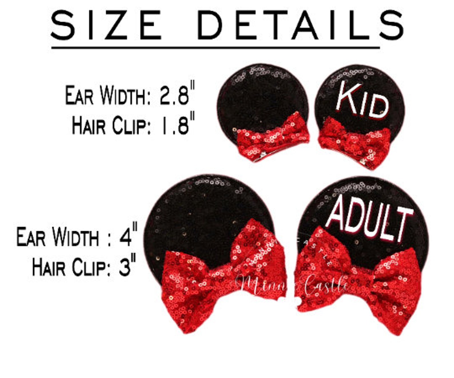 Mickey Ears Hair Clips, Minnie Ears, Mouse Ears, Mouse Ears Hair Clips ...